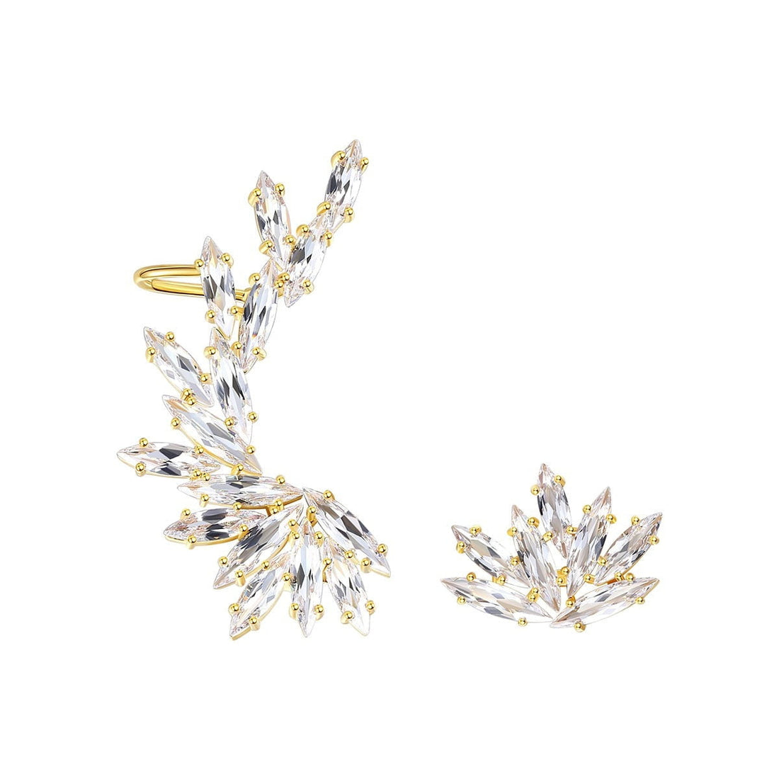 Riversdale Crystal Leaves Asymmetric Ear Cuff Stud Statement Earrings ...